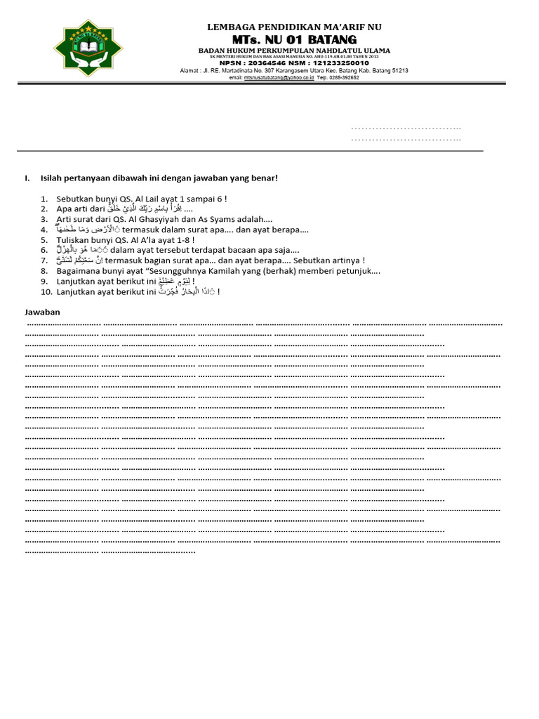 PTS Genap-Tahfidz 8 Fix | PDF