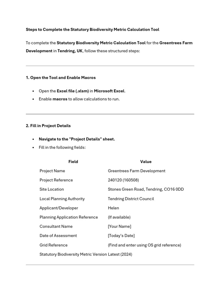 Steps To Complete The Statutory Biodiversity Metric Calculation Tool ...