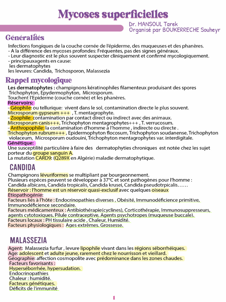 Mycoses superficielles : diagnostic et agents | PDF | Candidose | Candida