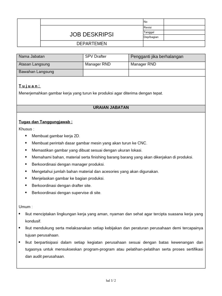 JD - SPV Drafter | PDF