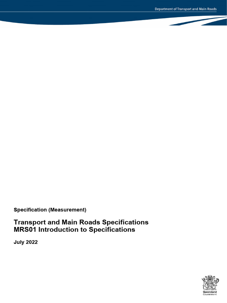 Transport and Main Roads Measurement Specs | PDF | Specification ...