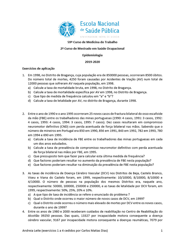 MT SO Exercicios 26-11-2019 | PDF | Ciências da Saúde | Remédio
