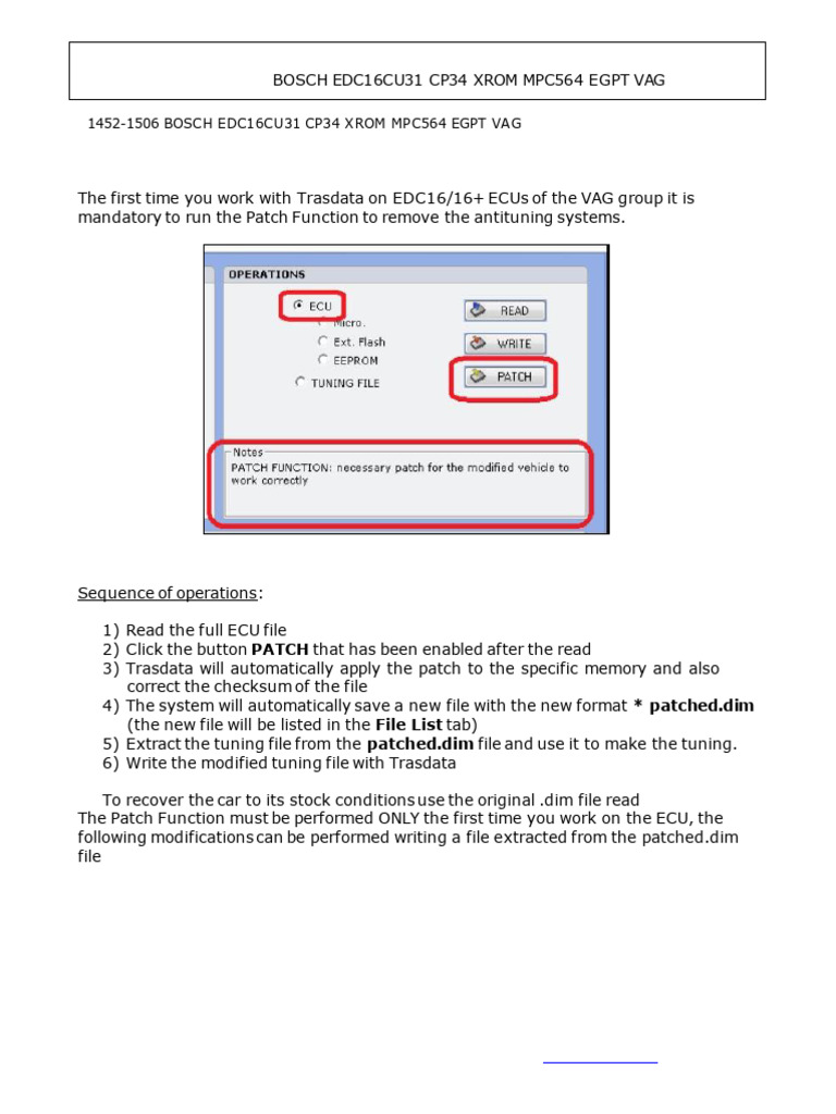 Bosch Edc16u31 Xrom Mpc564 Egpt Vag | PDF