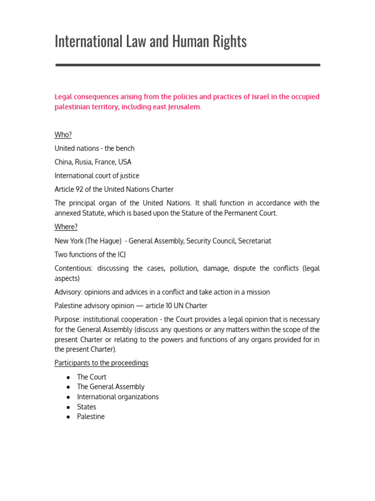 International Law and Human Rights | PDF | Israeli Occupied Territories ...