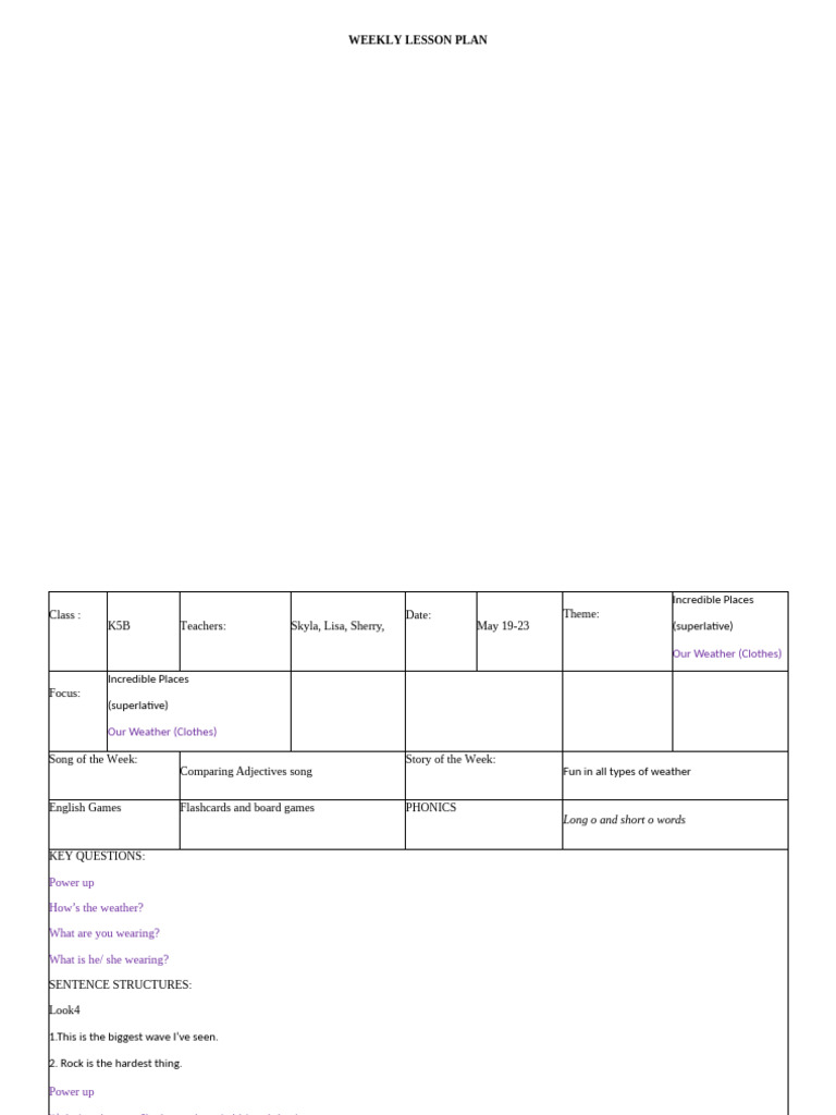 K5B Third Week | PDF