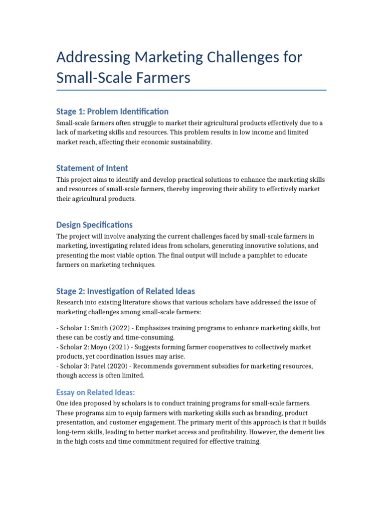 Marketing Solutions for Small Farmers | PDF | Marketing | Market ...