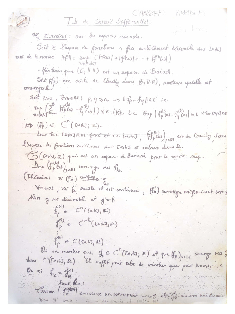 Corrigé TD de Calcul Différentiel | PDF