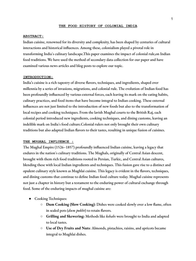 The Impact of Colonialism On Indian Cuisine | PDF | Indian Cuisine | Foods