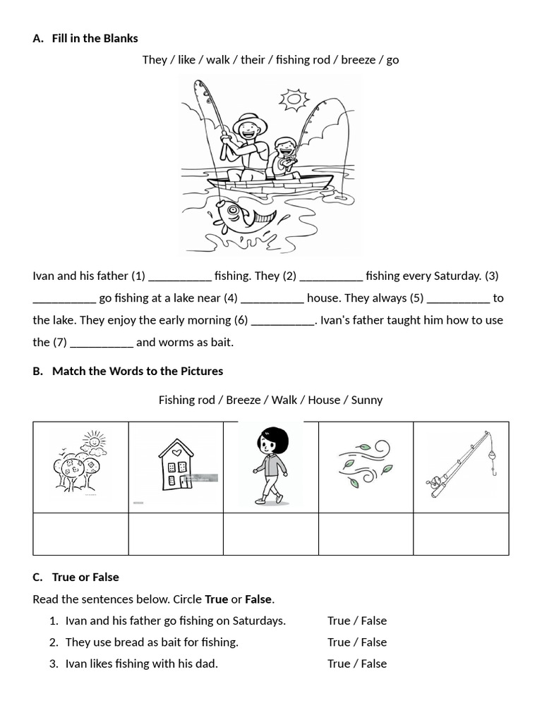 Fishing Activity Worksheet for Kids | PDF