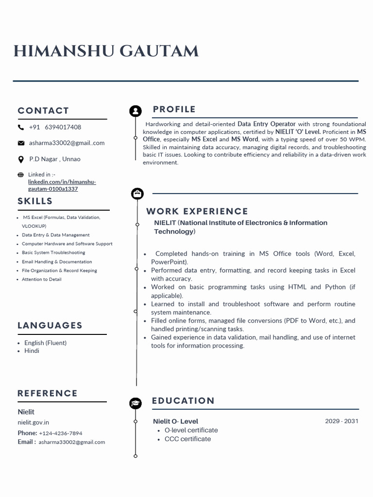 Blue and Gray Simple Professional CV Resume | PDF | Microsoft Excel ...
