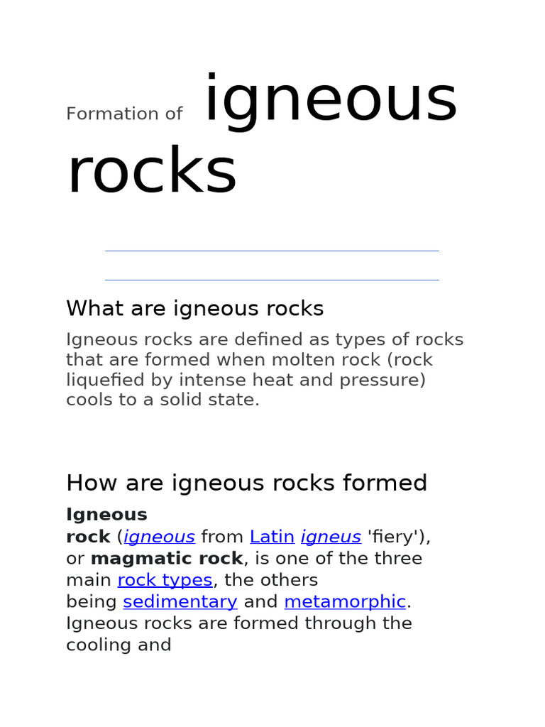 Formation of Igneous Rocks | PDF