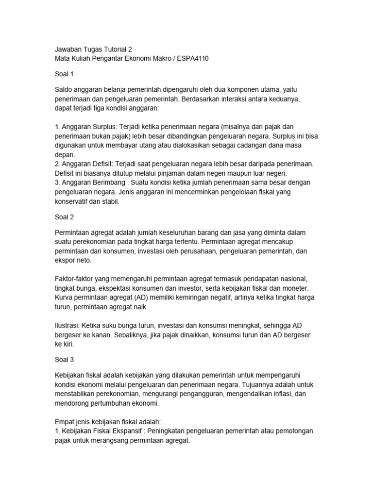 Tugas Tuton 2 Ekonomi Makro | PDF