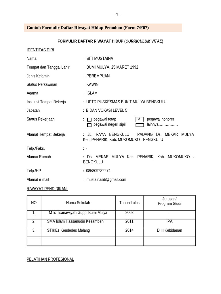 Contoh - Formulir - Daftar - Riwayat - Hidup - Pemohon - (Form - 7 ...