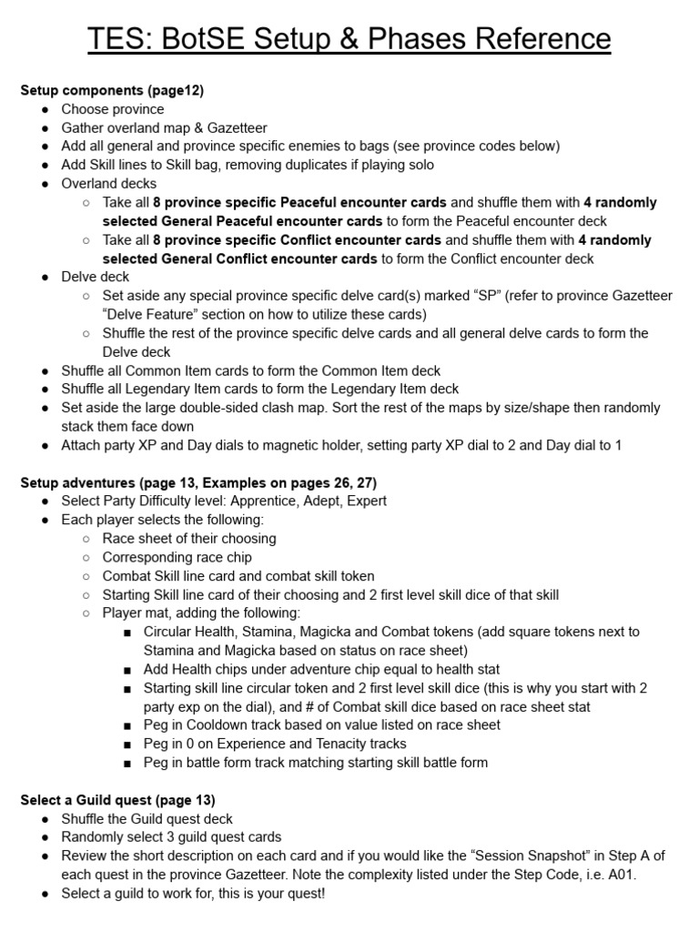 BotSE Setup and Game Phases Guide | PDF | Gaming | Tabletop Games