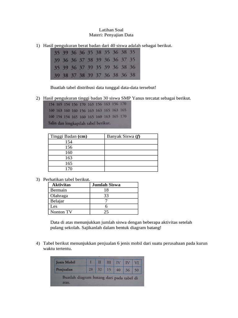 Kelas 7 Latihan Soal Penyajian Data | PDF