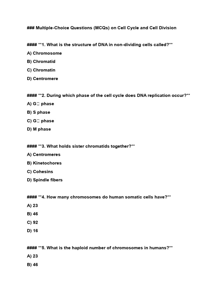 Cell Cycle Mcq | PDF | Meiosis | Mitosis