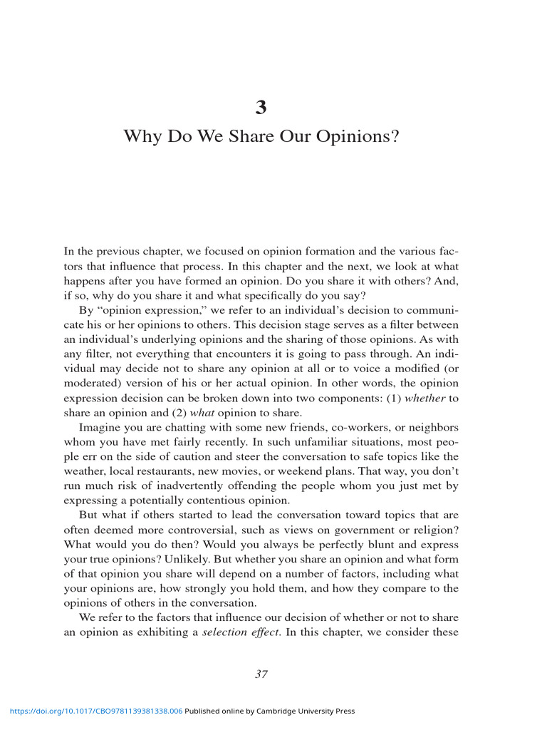 Why Do We Share Our Opinions | PDF | Motivation | Motivational