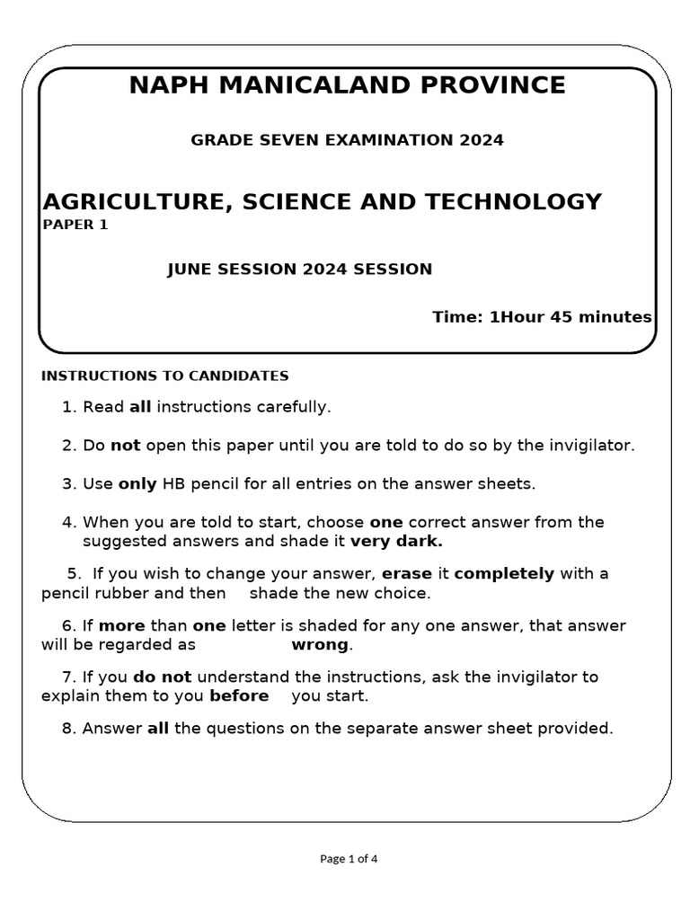 Naph Agric Science and Technology 1 | PDF | Agriculture | Plants