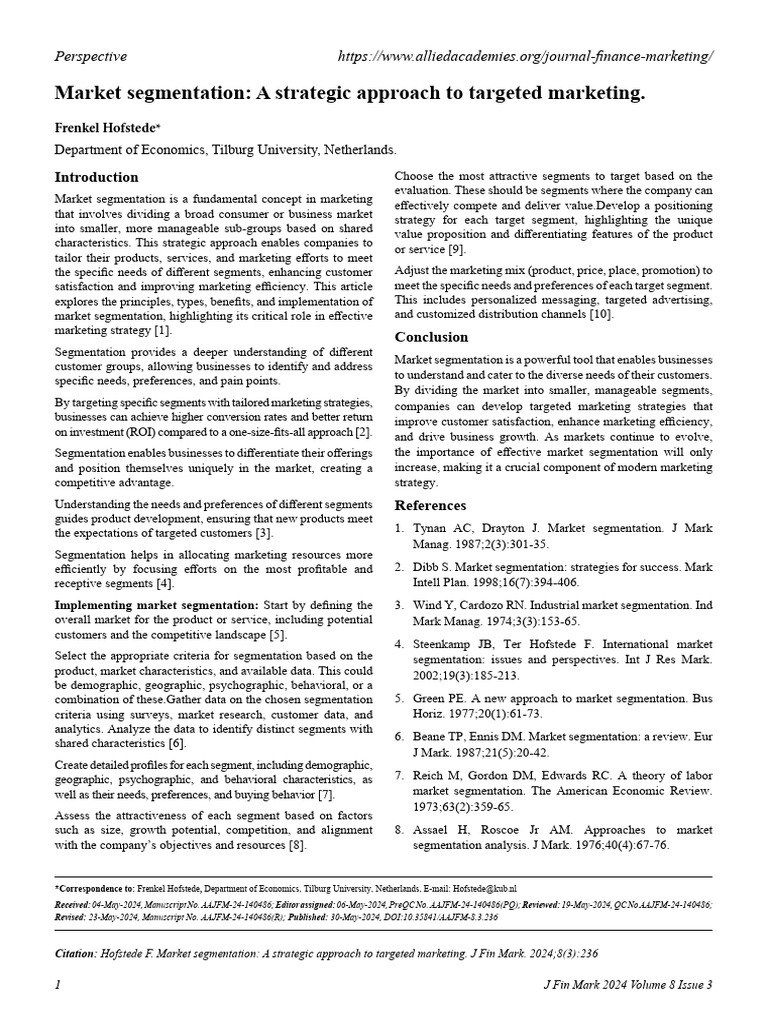 Market Segmentation A Strategic Approach To Targeted Marketing | PDF ...