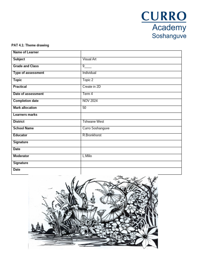 Grade 9 Visual Art PAT 4 2024 | PDF | Drawing | Collage