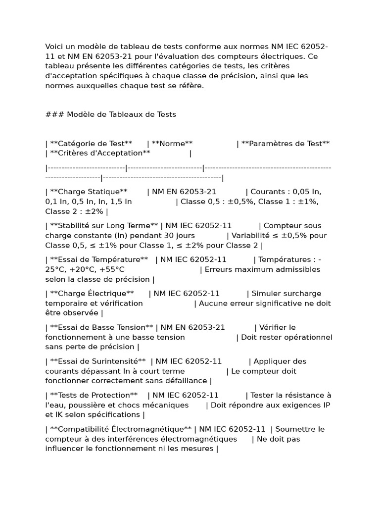 Tests de Compteurs selon IEC 62053-21 | PDF | Compatibilité ...