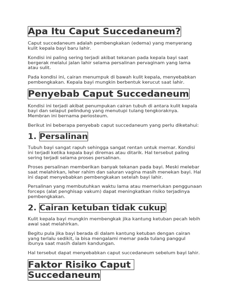 Memahami Caput Succedaneum pada Bayi | PDF