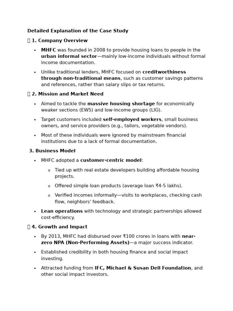 Detailed Explanation of The Case Study | PDF | Mortgages | Loans