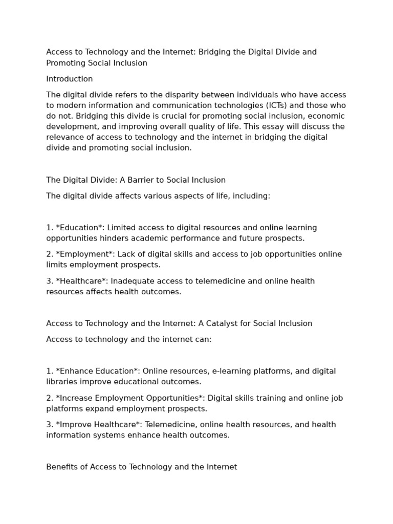 Briding Digital Divide and Promote Social Inclusion | PDF | Internet