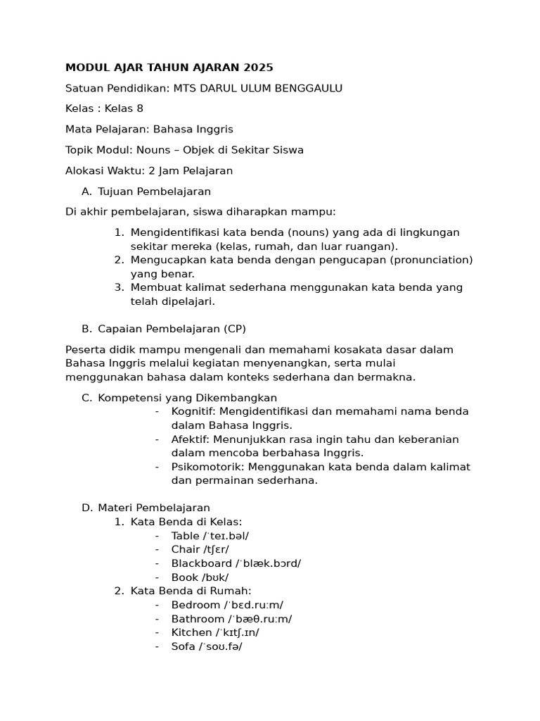 Modul Ajar Pertama | PDF