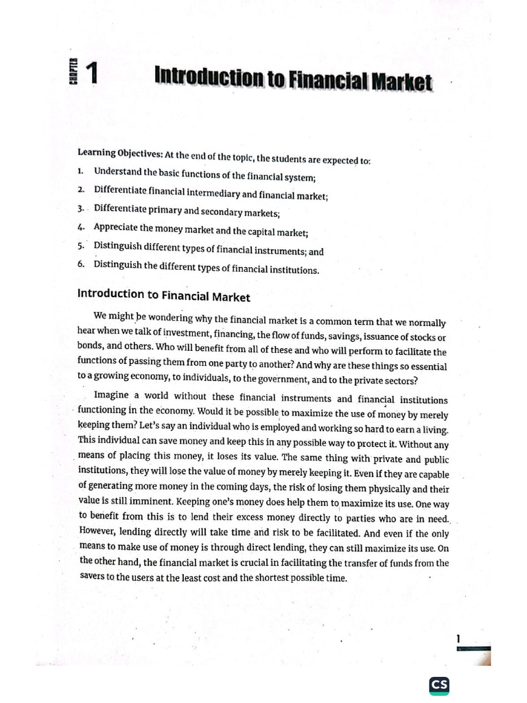 Chapter 1 Financial Market | PDF