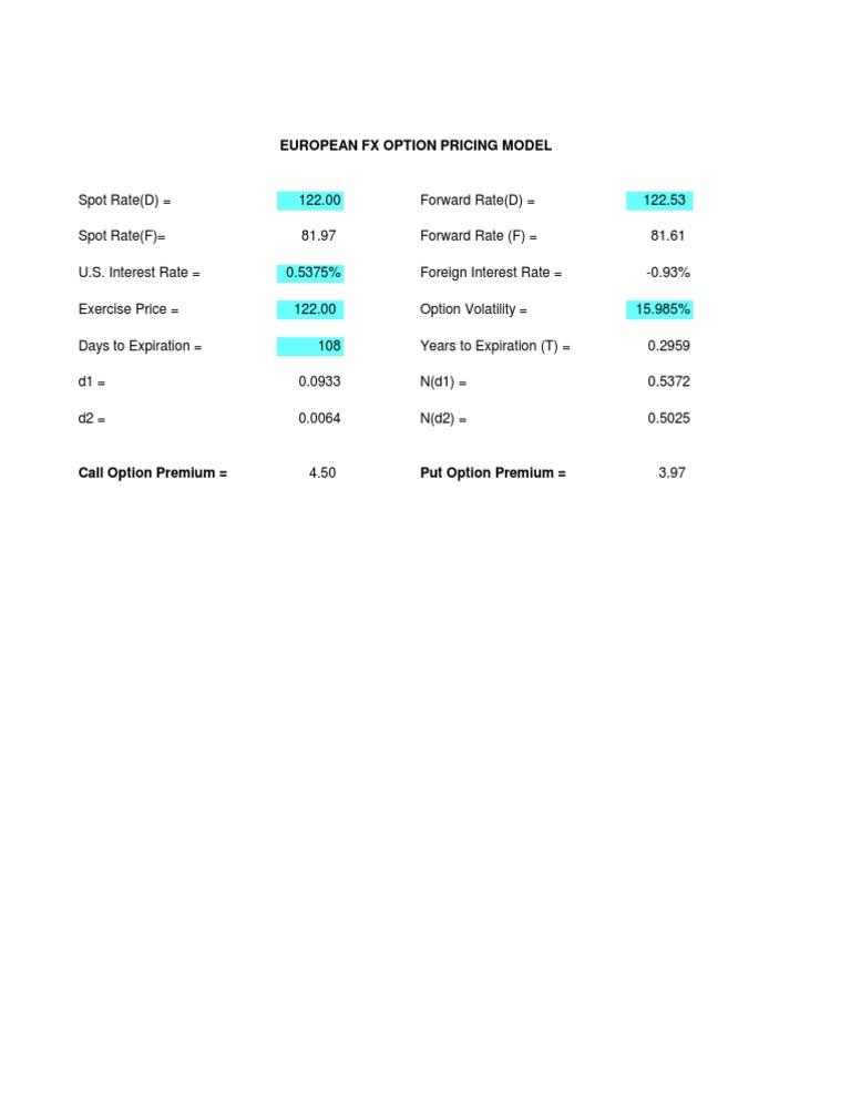 European FX Option Pricing Data | PDF