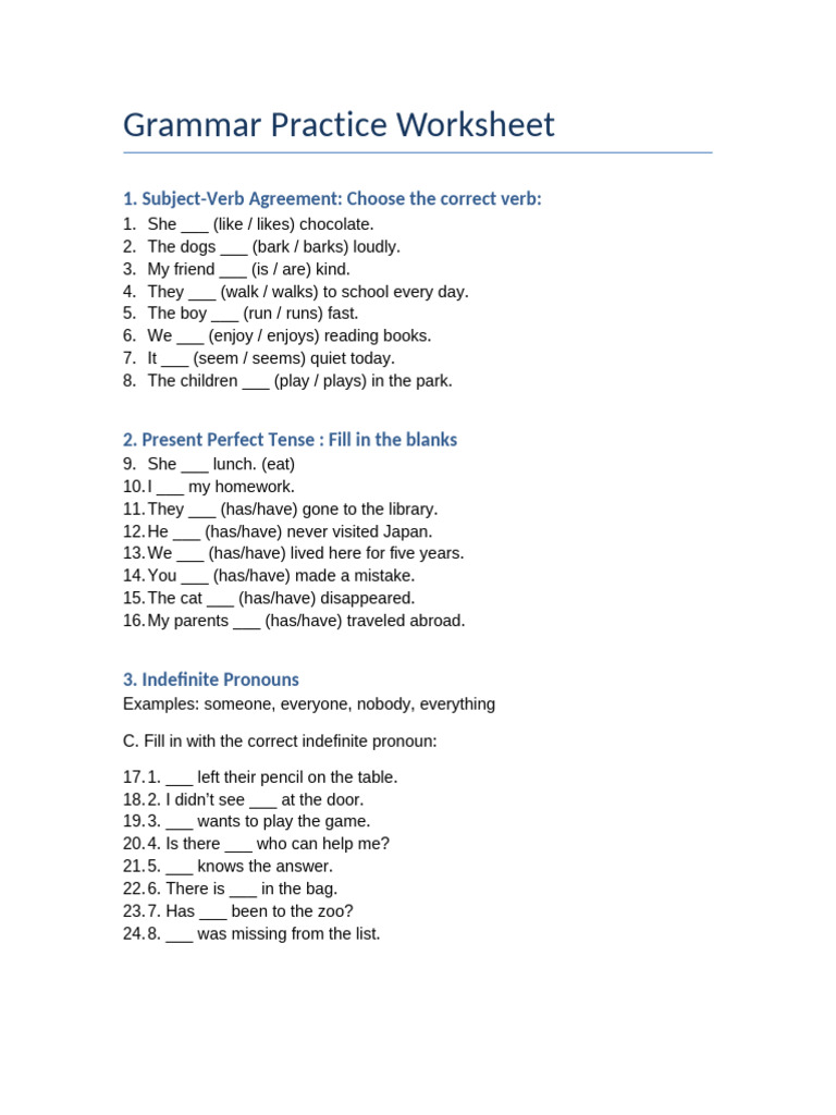 Primary5 Grammar Worksheet | PDF | Linguistics | Grammar