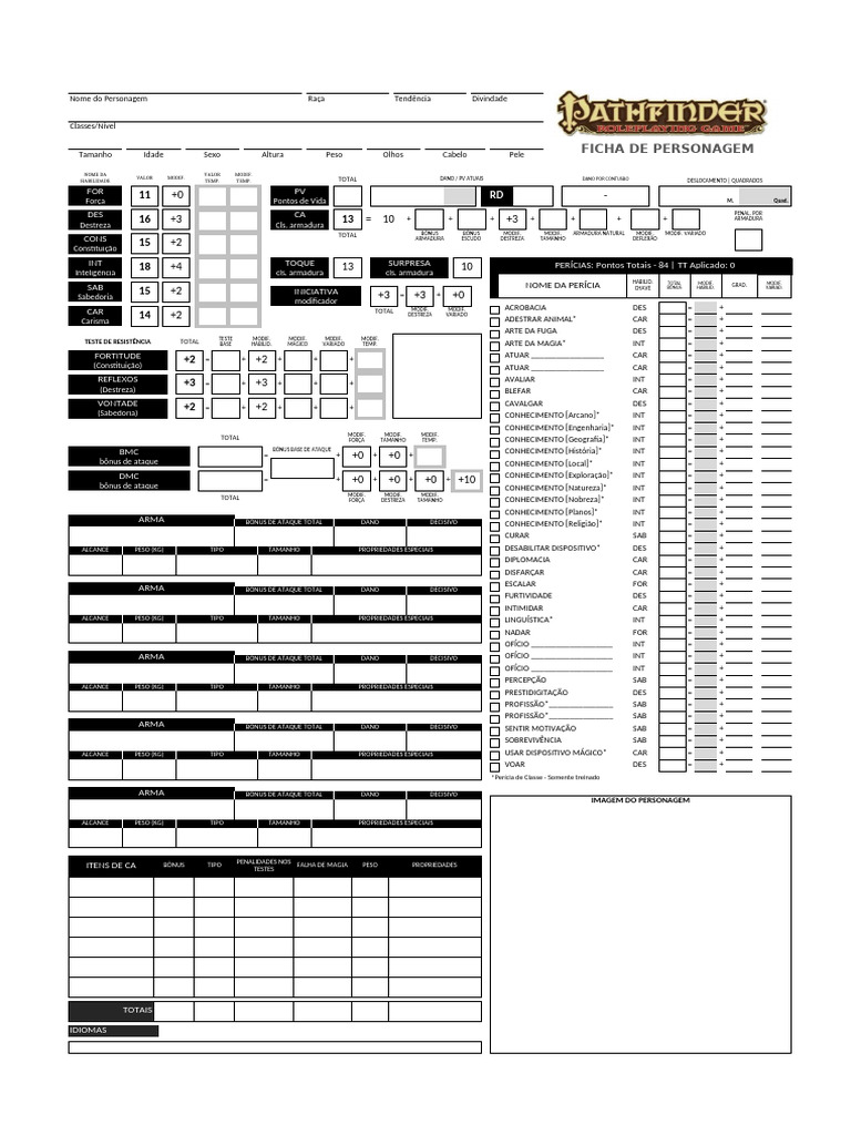 Ficha Prontas Pathfinder | PDF
