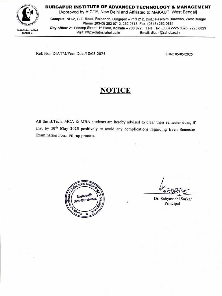 Fees Due Notice | PDF