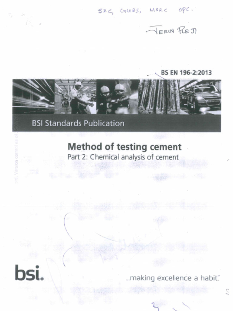 Cement Analysis-BS en 196-2-2013 | PDF