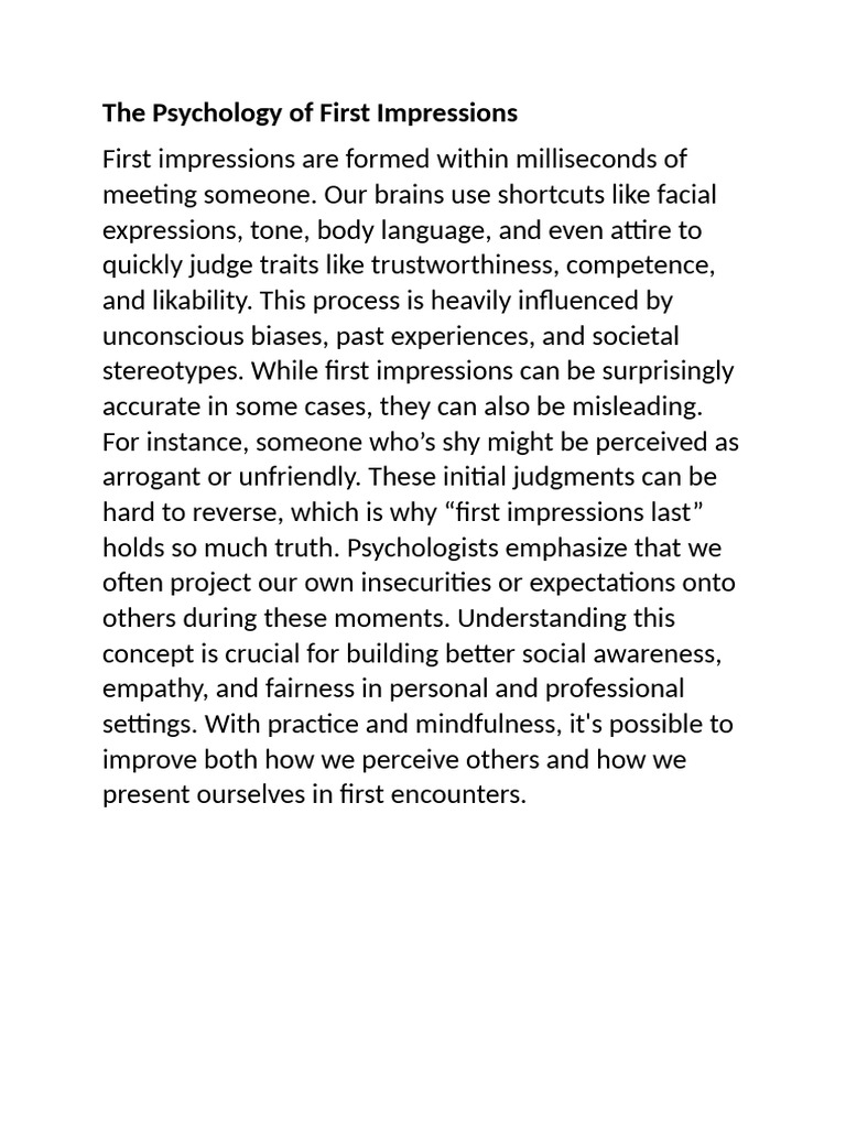 The Psychology of First Impressions | PDF