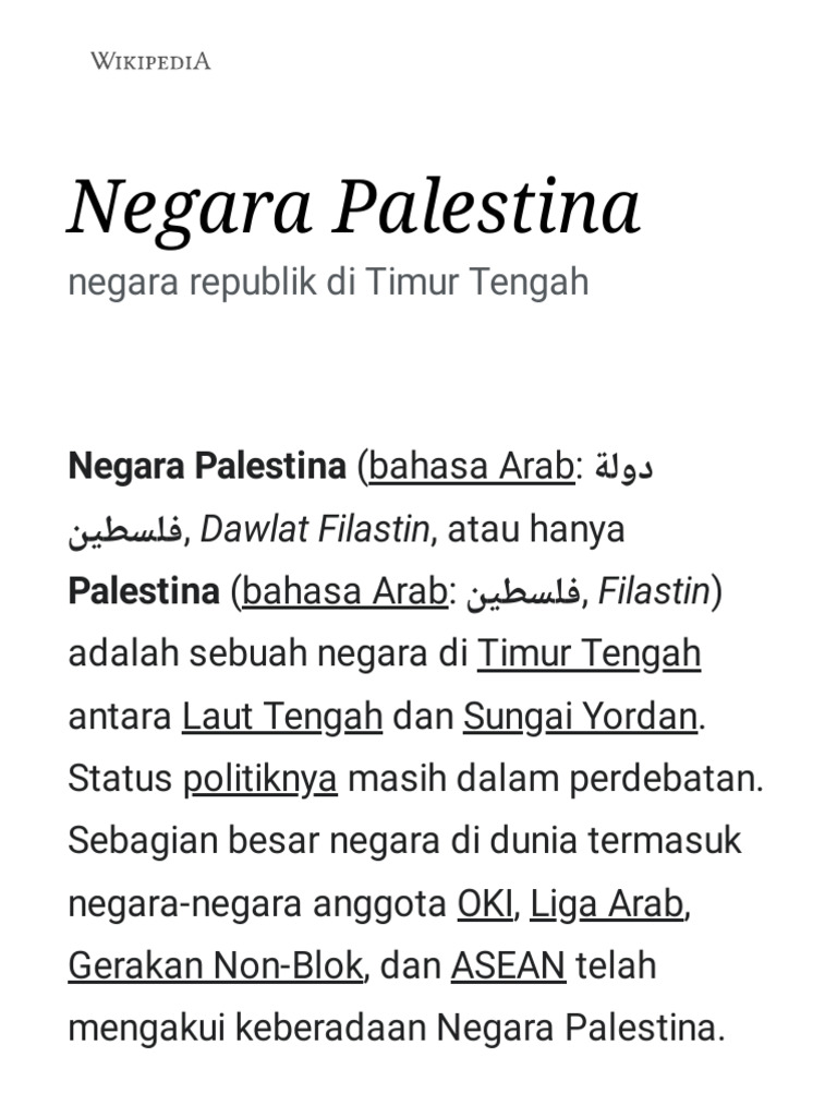 Profil Negara Palestina dan Statusnya | PDF