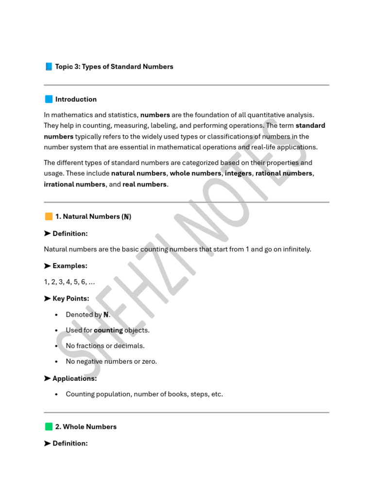 Types of Standard Numbers | PDF | Numbers | Multiplication