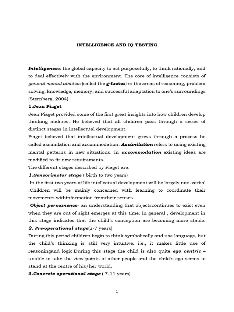 Intelligence and IQ Testing Psy M2 (S3) | PDF | Wechsler Adult ...