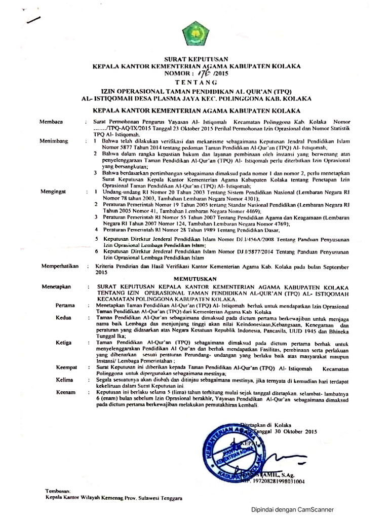 SK Izin Operasional | PDF