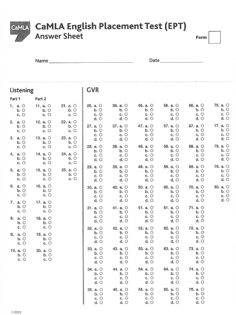 1 - M-EPT Answer Sheet | PDF