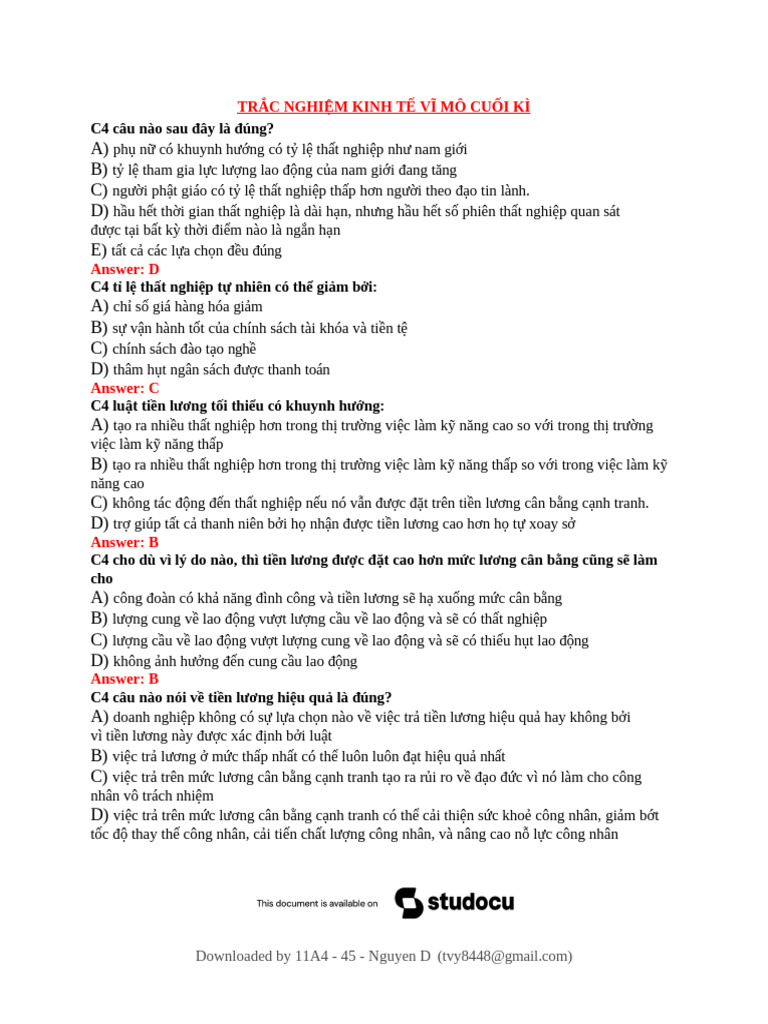 Dap An On Cuoi Ki KT Vi Mo | PDF