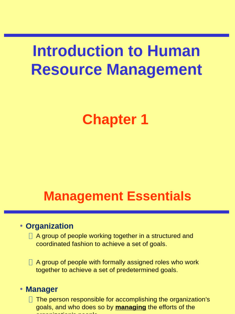 Ch 01 Introduction to HRM | PDF | Human Resource Management | Recruitment
