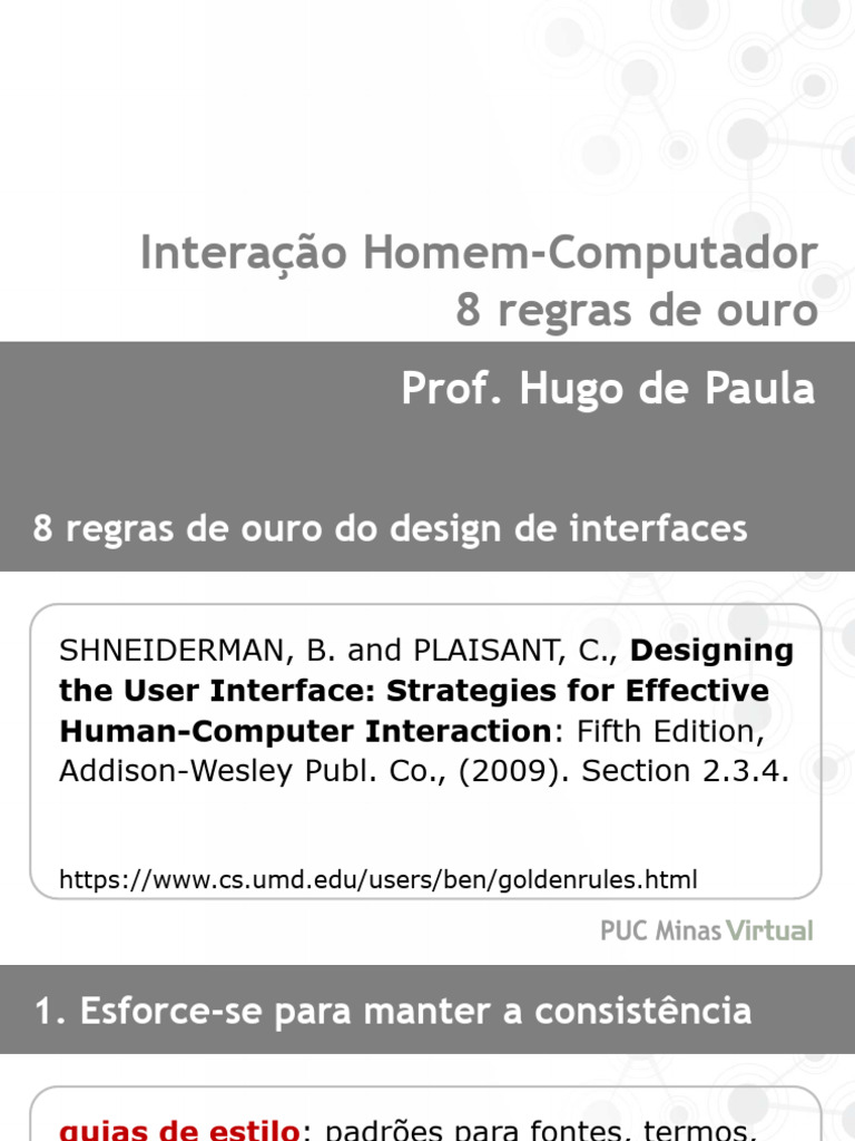 As 8 Regras de Ouro Do Design de Interfa | PDF | Usabilidade | Informática