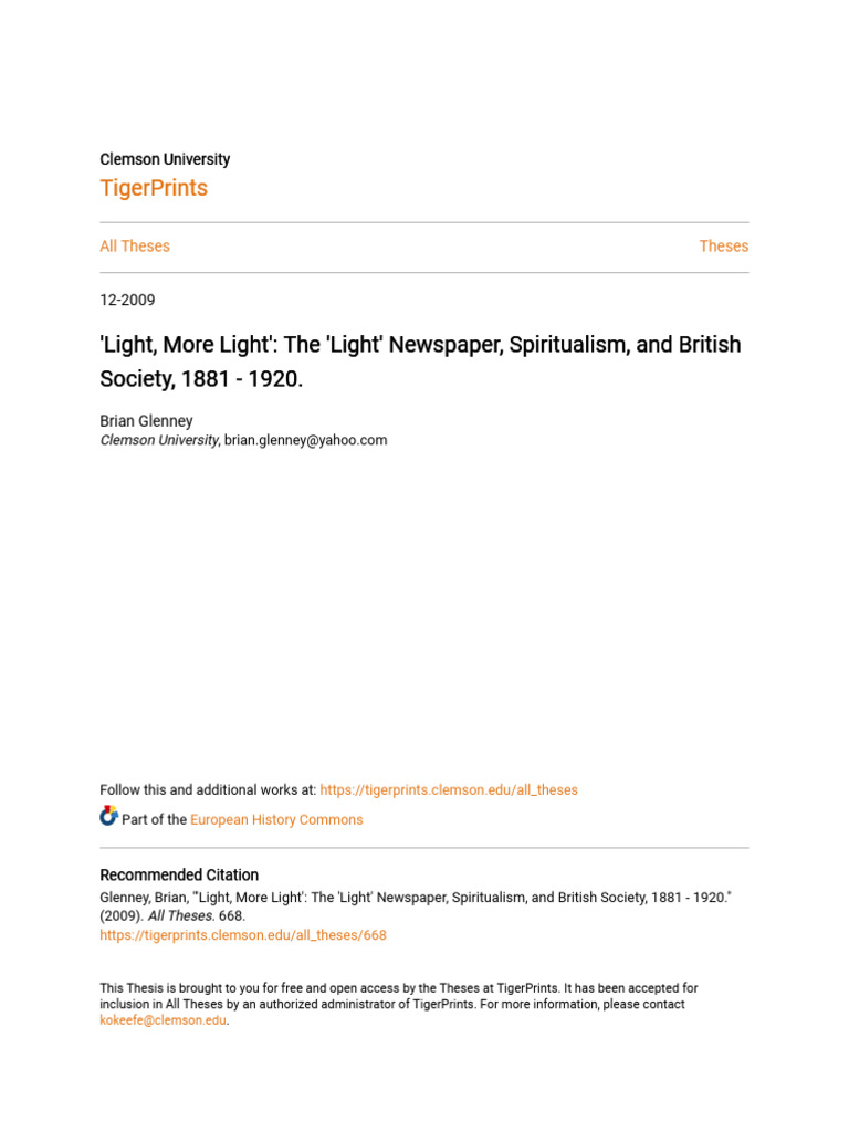 Light Newspaper and British Spiritualism | PDF | Mediumship ...