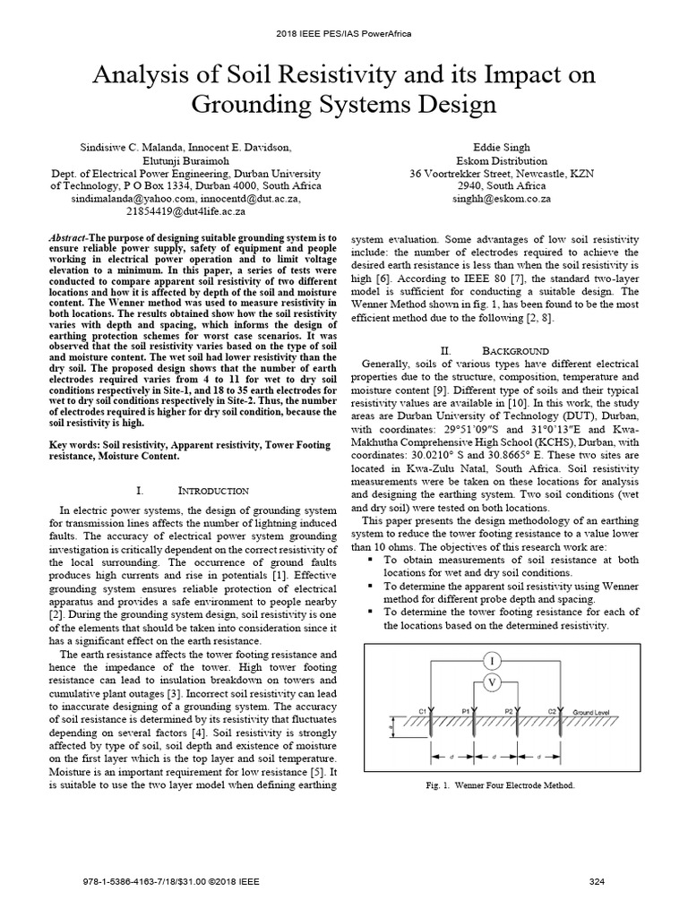 Analysis of Soil Resistivity and Its Impact On Grounding Systems Design | PDF | Electrical ...