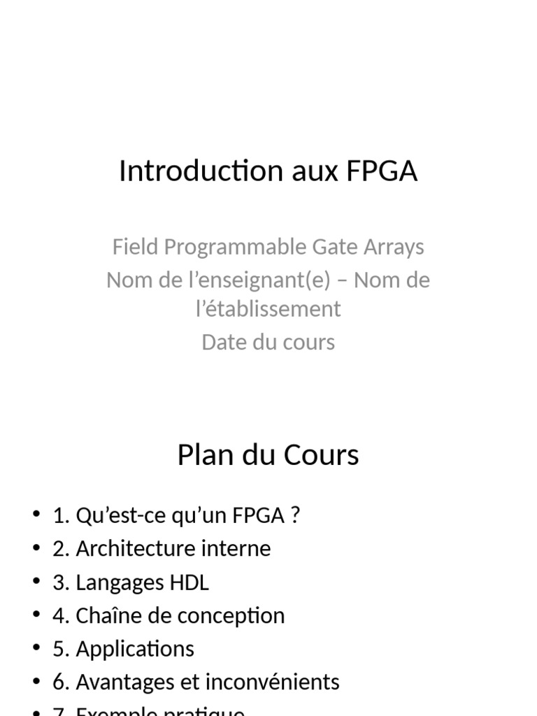 Cours FPGA Introduction | PDF