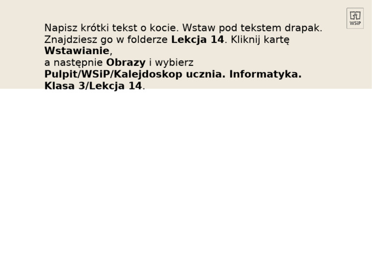 Lekcja 14 Wstawianie Obrazy Pulpit/Wsip/Kalejdoskop Ucznia. Informatyka. Klasa 3/lekcja 14 | PDF