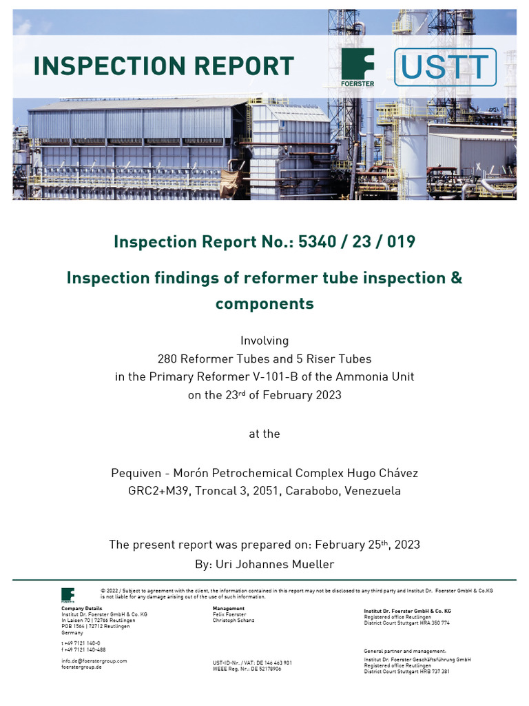 Pequiven - Moron-Ammonia Plant - V-101-B - Feb2023 - Report | PDF ...