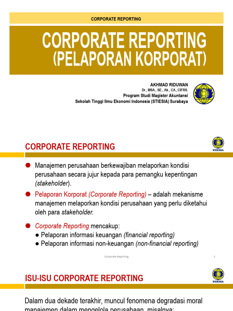 Pentingnya Corporate Reporting untuk Stakeholder | PDF